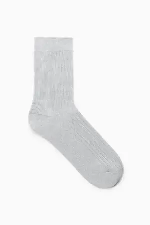Cos Ribbed Lurex Socks Gray