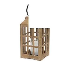 MELROSE Natural Wooden Lantern With Handle 17'h - One-color