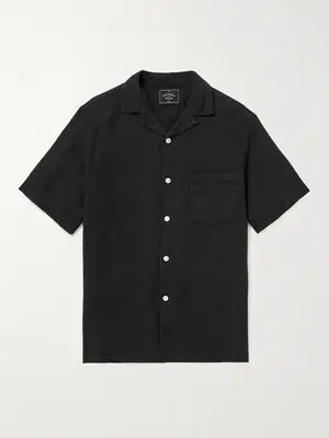 Portuguese Flannel Camp-collar Linen Shirt - Black
