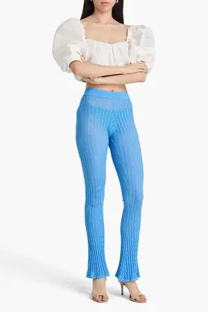 Dodo Bar Or Sophia Pointelle-knit Flared Pants
