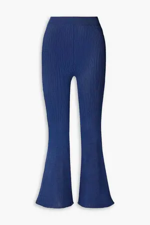 Calle Del Mar Ribbedknit Flared Pants Navy