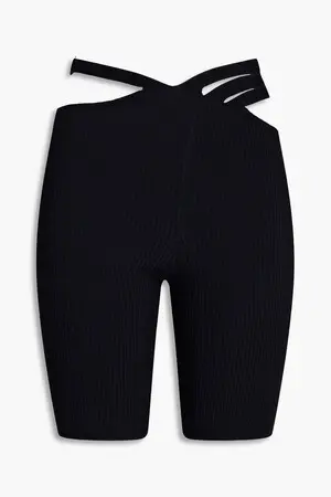 DION LEE Cutout Ribbedknit Shorts