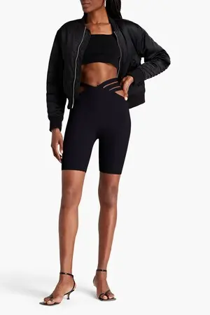 DION LEE Cutout Ribbedknit Shorts