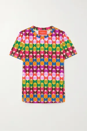 La DoubleJ Jazzercize Printed Stretch-jersey T-shirt Pink