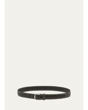 TOTEME Slim Leather Belt - Black