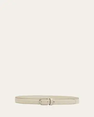 TOTEME Slim Leather Belt Milk Grain