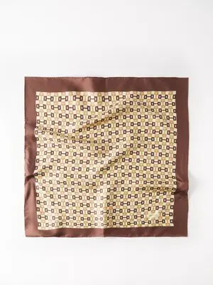 Gucci Horsebit-print Silk-twill Scarf - Brown