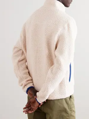 DRAKE'S Logo-embroidered Wool-blend Fleece Jacket - Neutrals