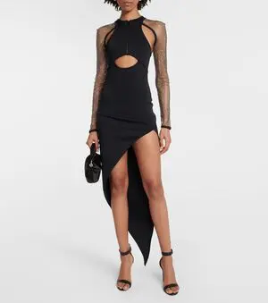 David Koma Embellished Cutout Midi Dress - Black