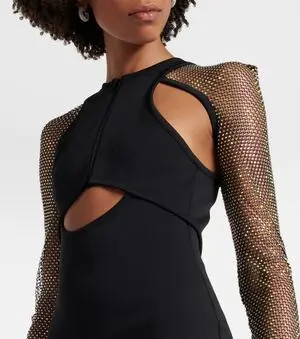 David Koma Embellished Cutout Midi Dress - Black