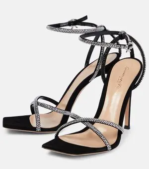 GIANVITO ROSSI Crystal-embellished Suede Sandals