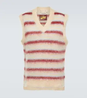 Marni Striped Wool-blend Sweater Vest - Beige