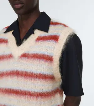 Marni Striped Wool-blend Sweater Vest - Beige