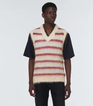 Marni Striped Wool-blend Sweater Vest - Beige
