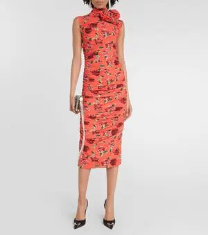 Magda Butrym Floral-appliqué Printed Midi Dress - Red
