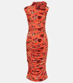 Magda Butrym Floral-appliqué Printed Midi Dress - Red