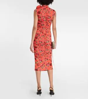 Magda Butrym Floral-appliqué Printed Midi Dress - Red