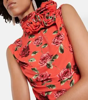 Magda Butrym Floral-appliqué Printed Midi Dress - Red