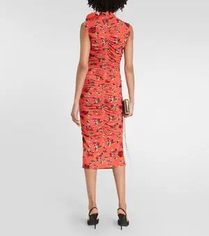 Magda Butrym Floral-appliqué Printed Midi Dress - Red