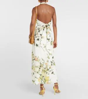Erdem Floral Linen Halterneck Top - White