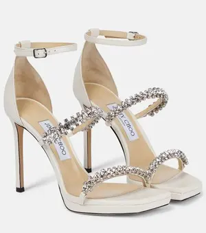 JIMMY CHOO Bing 105 Crystal-embellished Sandals - White