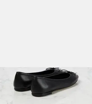 JIMMY CHOO Elme Embellished Leather Ballet Flats - Black