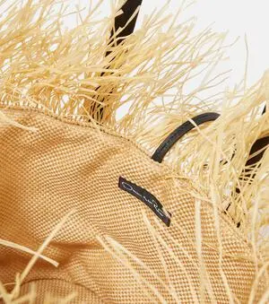 Oscar De La Renta Floral Crochet Straw Basket Bag
