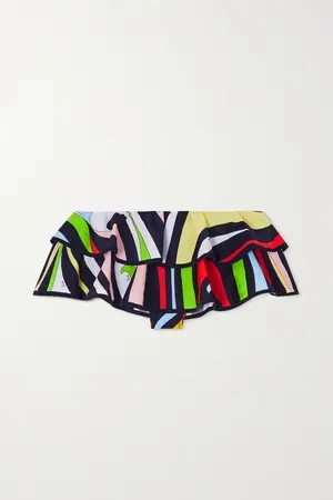 Emilio Pucci Marmo Printed Ruffled Bikini Briefs - Black