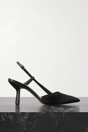 PORTE & PAIRE Satin Slingback Pumps - Black