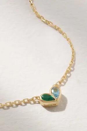 GEMELLA JEWELS Sweetheart 18-karat Emerald And Topaz Necklace - Gold