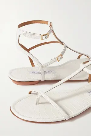 AQUAZZURA Ponza Croc-effect Leather Sandals