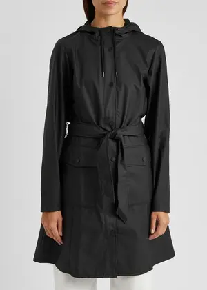 Rains Belted Hooded Waterproof Jacket - Black