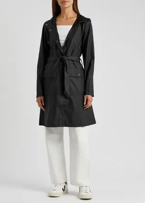 Rains Belted Hooded Waterproof Jacket - Black
