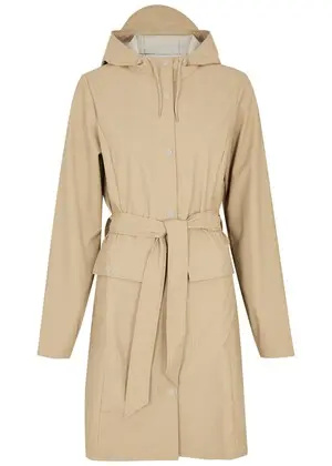 Rains Belted Hooded Waterproof Jacket - Sand