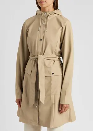 Rains Belted Hooded Waterproof Jacket - Sand