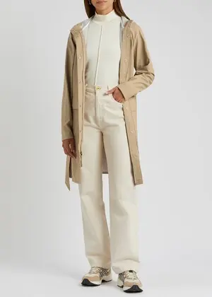 Rains Belted Hooded Waterproof Jacket - Sand