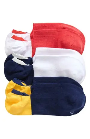 Hue Hue Assorted 3-Pack Cotton-Blend Liner Socks Nautical