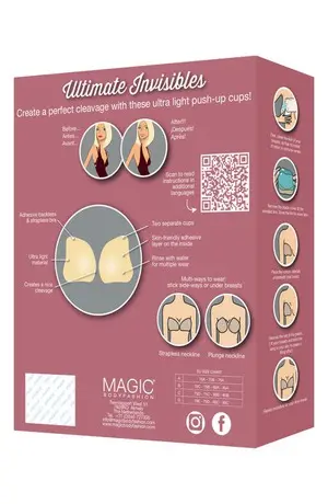 MAGIC BODYFASHION Ultimate Invisibles Backless Strapless Reusable Adhesive Breast Cups - Black