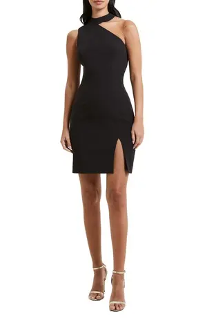 French Connection Echo One-shoulder Crepe Dress - Blackout