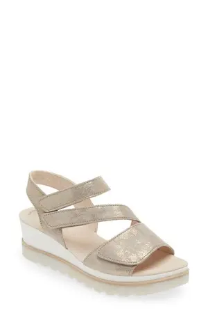 Gabor Asymmetric Strappy Wedge Sandal - Beige