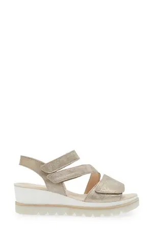 Gabor Asymmetric Strappy Wedge Sandal - Beige