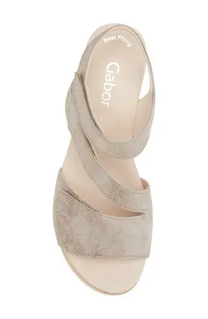 Gabor Asymmetric Strappy Wedge Sandal - Beige