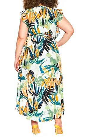 City Chic Cassie Floral Flutter Sleeve Wrap Dress