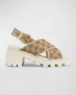 Gucci Gg Lug Sole Sandals - Beige Ebony