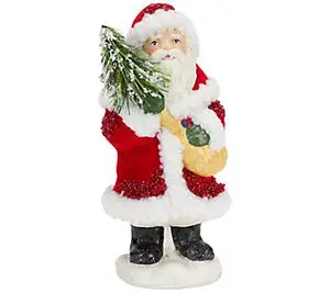 MELROSE Santa Figurine W/pine Tree & Present Ac Ents