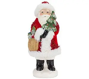 MELROSE Santa Figurine W/pine Tree & Present Ac Ents
