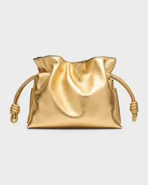 Loewe Flamenco Mini Clutch Bag In Napa Leather With Chain - Gold