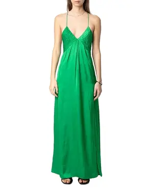 Zadig&Voltaire Rayonne Satin Maxi Dress Gazon