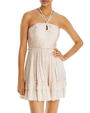 aqua strappy ruched mini dress Aqua Strappy Ruched Mini Dress In Frech Vanlla - 50% Off