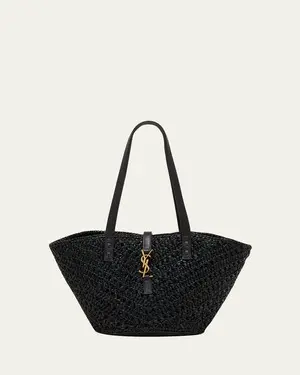 Saint Laurent Saint Laurent Panier Small Raffia Tote Bag - Black